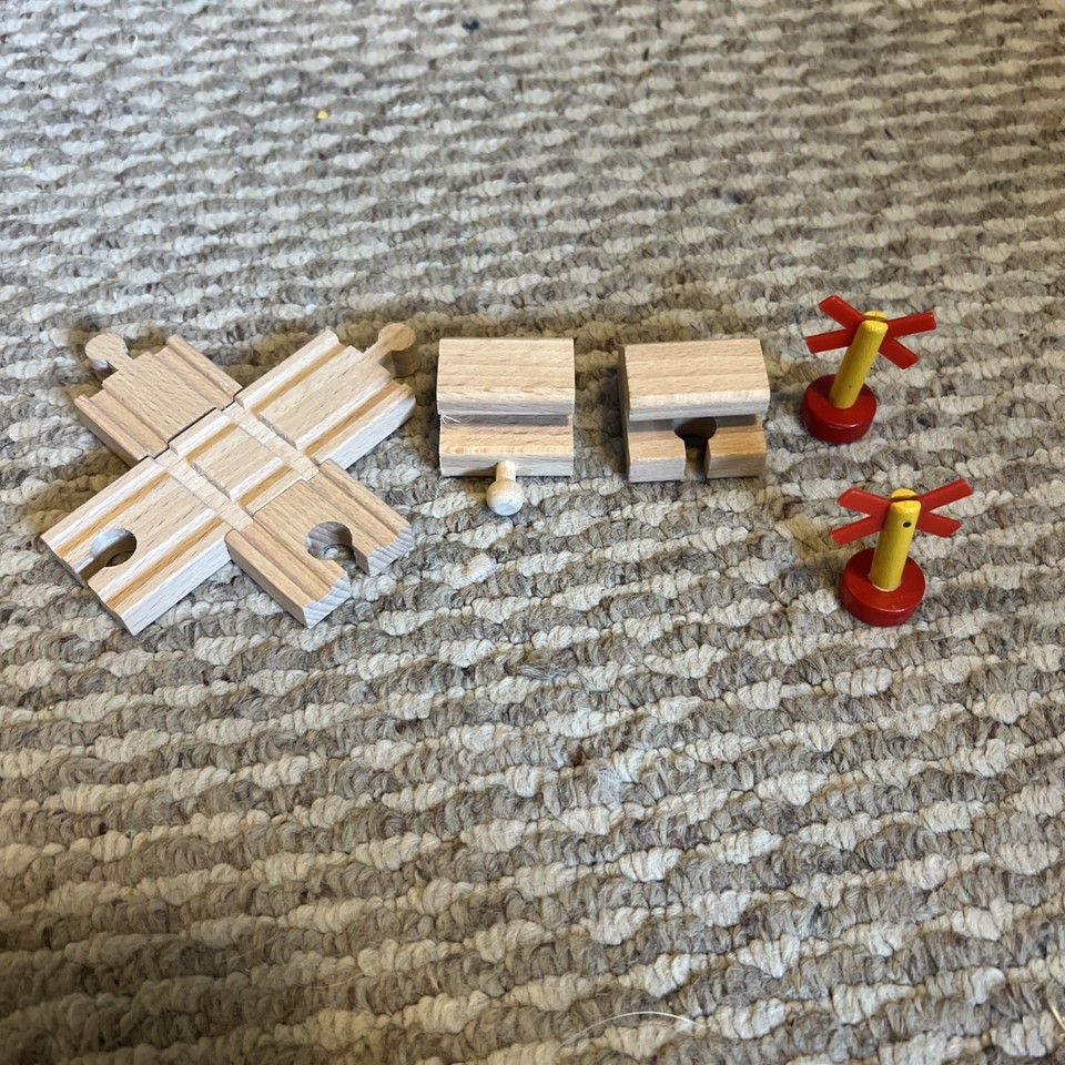 BRIO 33349 Vintage 1990s Wooden Train Buffers Crossing Track X Sign ...