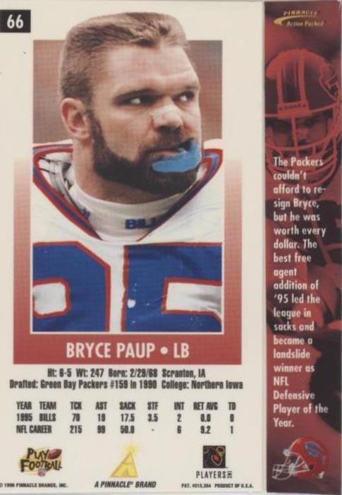 1996 Pinnacle Action Packed Bryce Paup #66 for sale | eBay