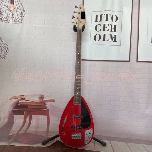 Water Drop Shape 4-Strings Metallic Red Electric Bass Semi-Hollow ...