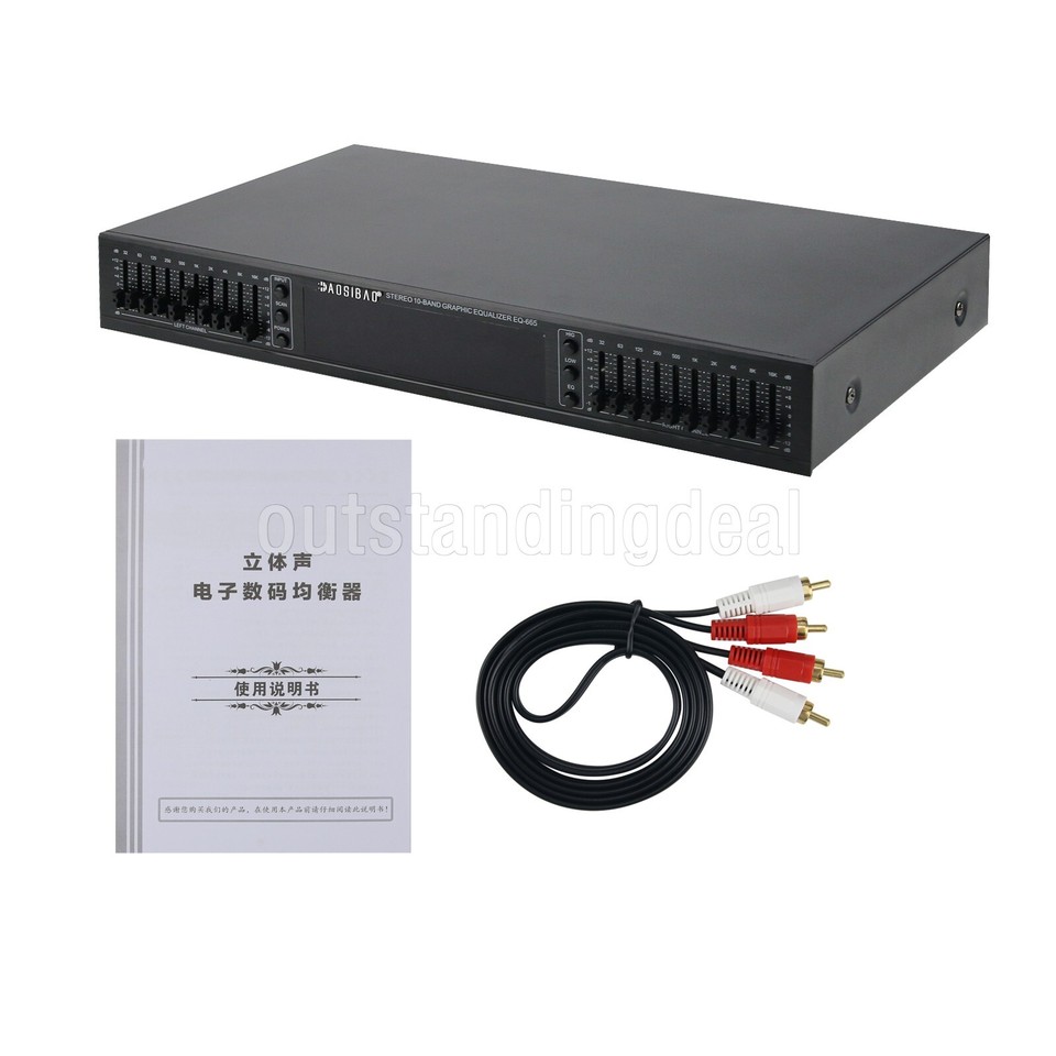 HIFI Digital HD Stereo 10Band Graphic Equalizer Preamplifier Equalizer ...