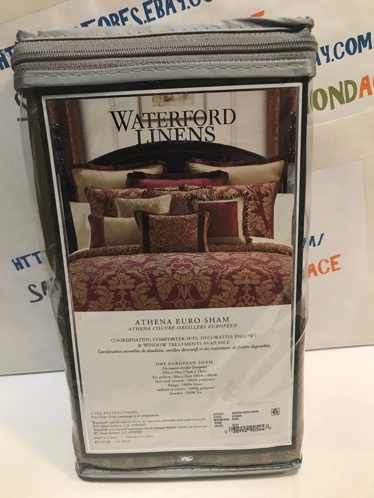 WATERFORD FINE LINENS ATHENA EUROPEAN SHAM 26 X 26 in RUBY NEW!!! | eBay