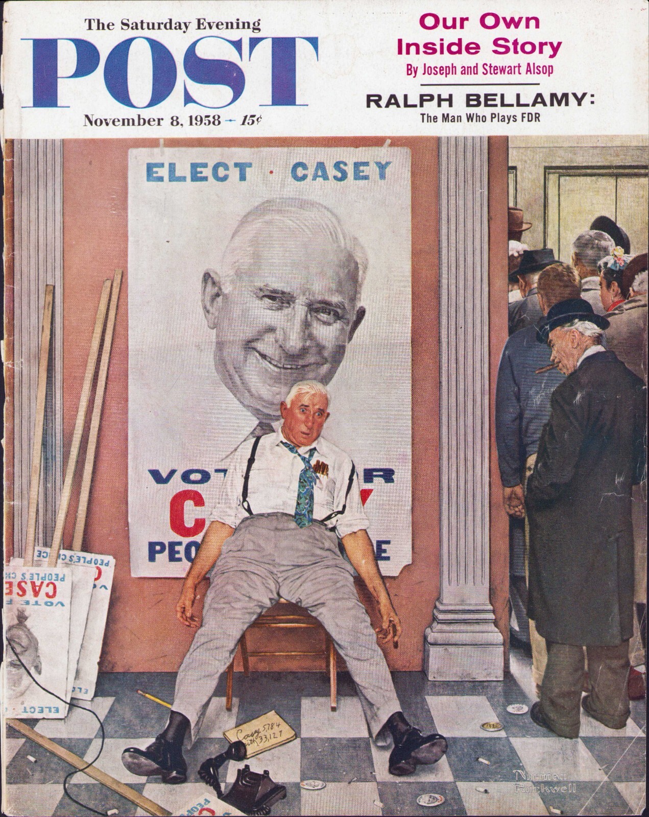 NOV 8 1958 Election Defeat NORMAN ROCKWELL SE POST ORIG COVER ONLY #2 ...