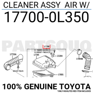 177000L350 Genuine Toyota CLEANER ASSY AIR W 17700-0L350 | eBay