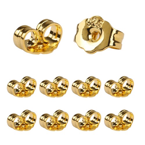14K Gold Hypoallergenic Earring Backs – Secure Stud Locks, 10pcs (5 ...