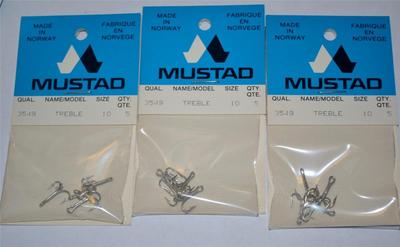 3 Packs Mustad Size 10 Fish Hooks Treble Saltwater 3549 | eBay