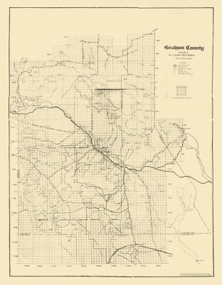 Historic County Map - Graham County Arizona - Firth 1935 - 23 x 29.44 ...