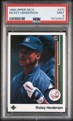 1989 Upper Deck Rickey Henderson Baseball Card #210 PSA 9 Mint New York ...