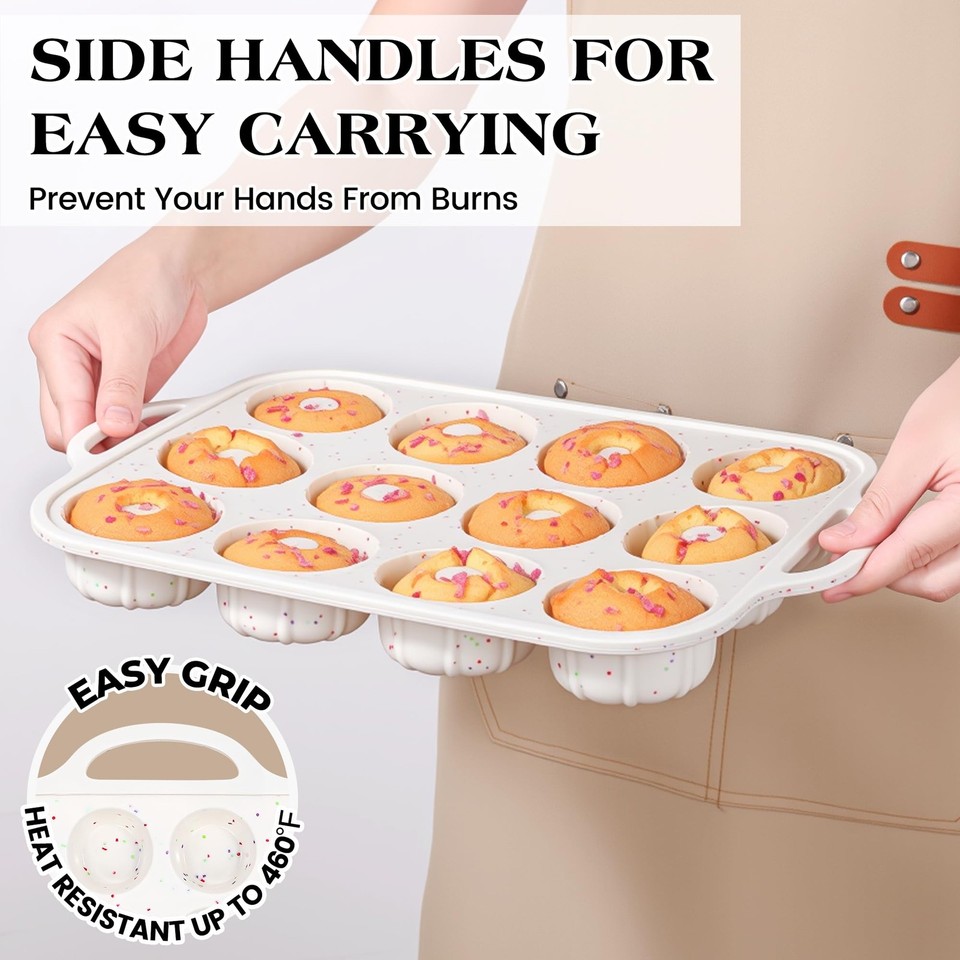 3 Inch Silicone Mini Fluted Tube Cake Pans with Metal Reinforced Frame ...