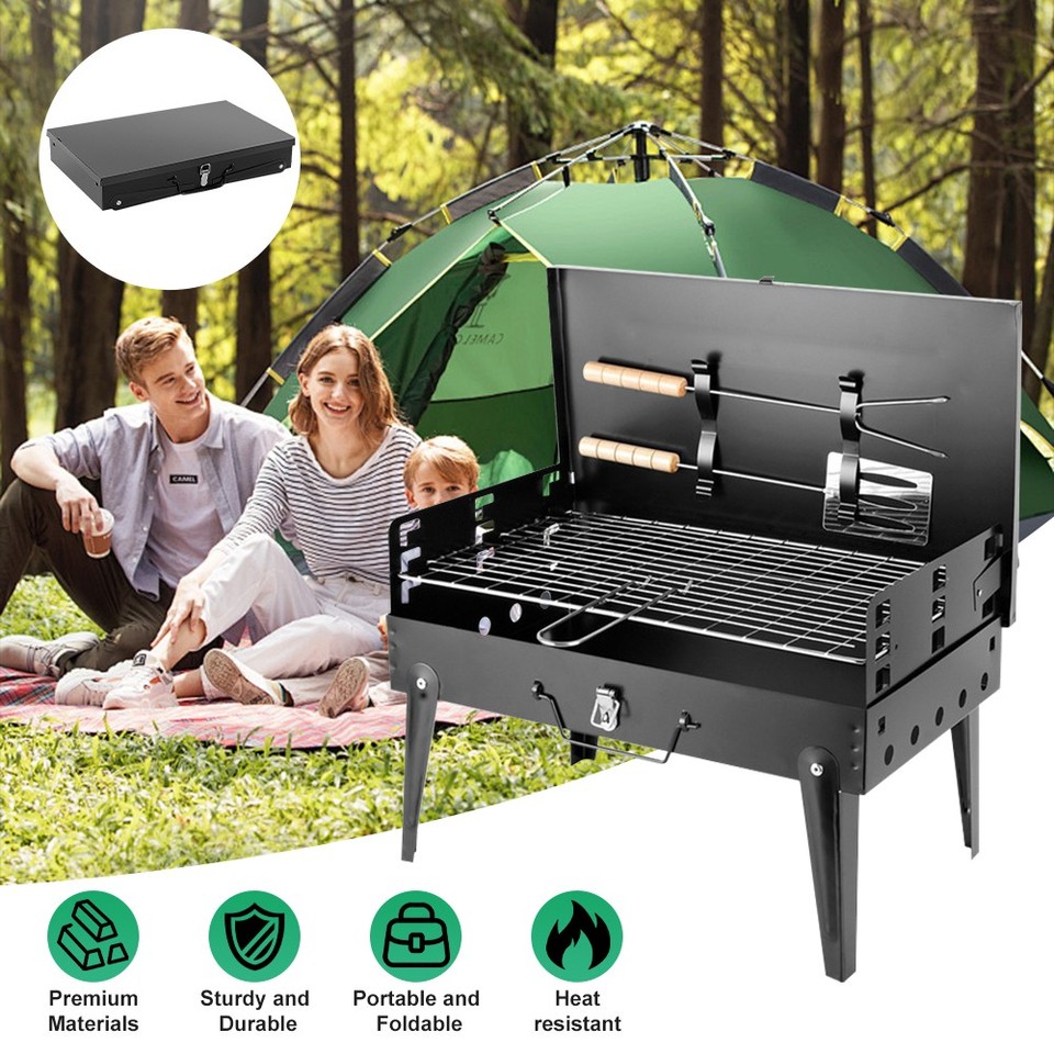 Portable Folding Charcoal BBQ Barbecue Camping Grill Travel Picnic ...