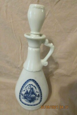Large Blue & White Liquor Bottle With Stopper | eBay