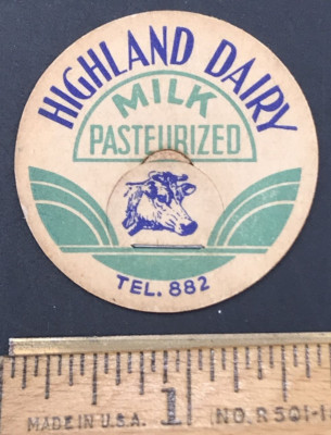 VTG Highland Dairy Milk Bottle Cap 1 5/8" Maverick Athol Massachusetts ...