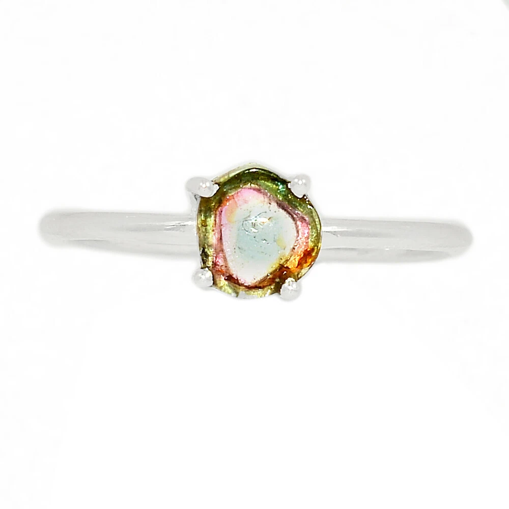 Watermelon Tourmaline Slice Ring