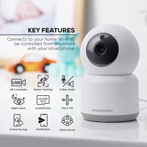 Merkury Innovations Smart Auto-Tracking Security Camera WiFi (MIC-CW035 ...
