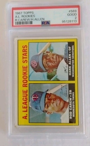 Rod Carew Hank Allen 1967 Topps PSA 2 GOOD - #569 Twins A.L. Rookies RC ...