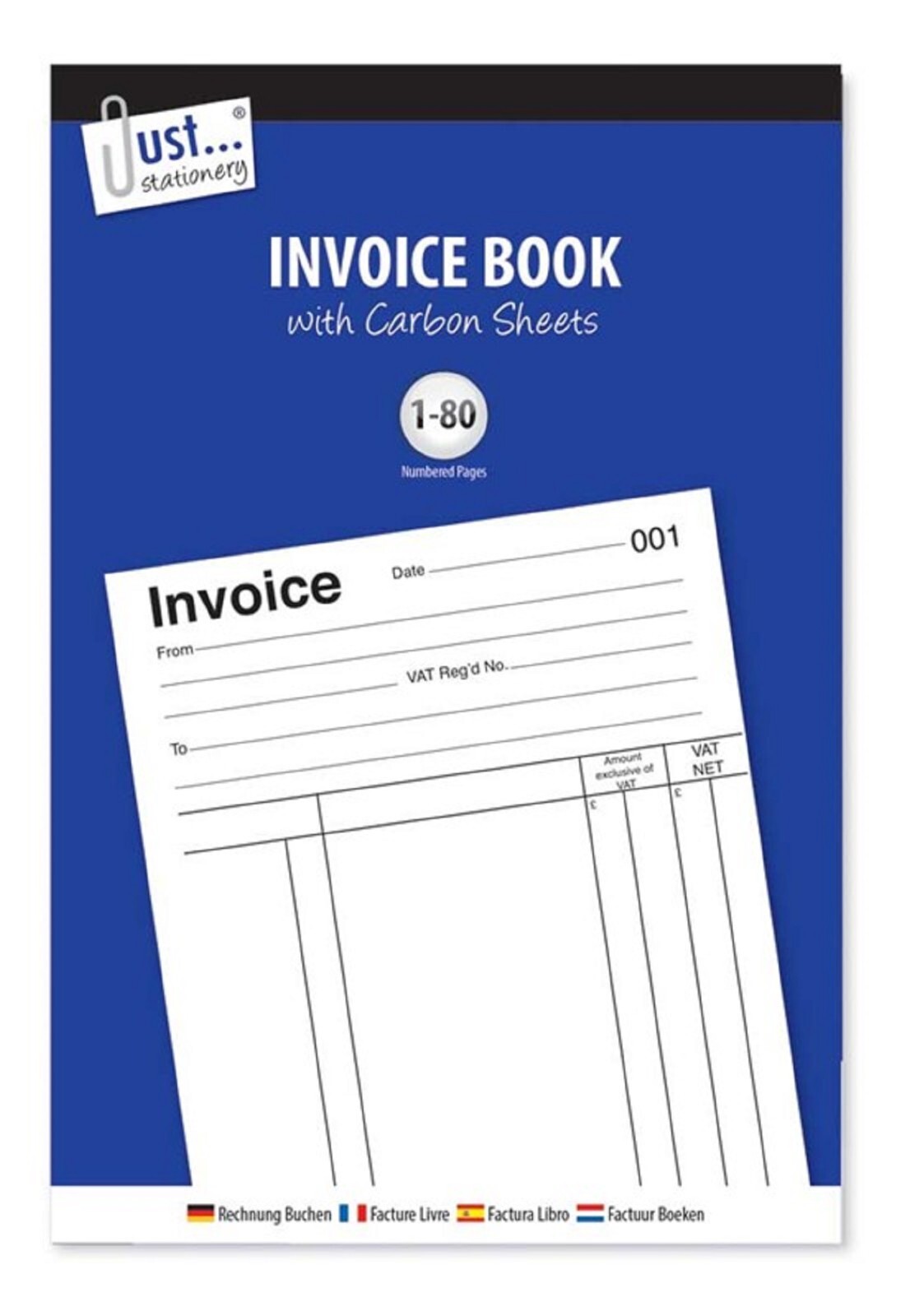 Full Size Invoice Book A5 Receipt Book Pad Carbon Sheets Numbered Cash ...