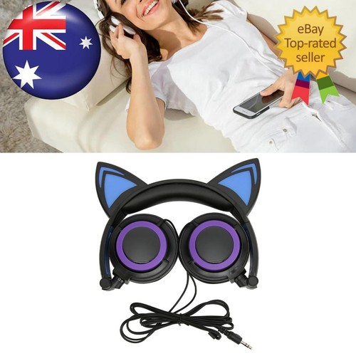 Noise Cancelling Cat Ear Headphones with LED Light & Foldable Design ...