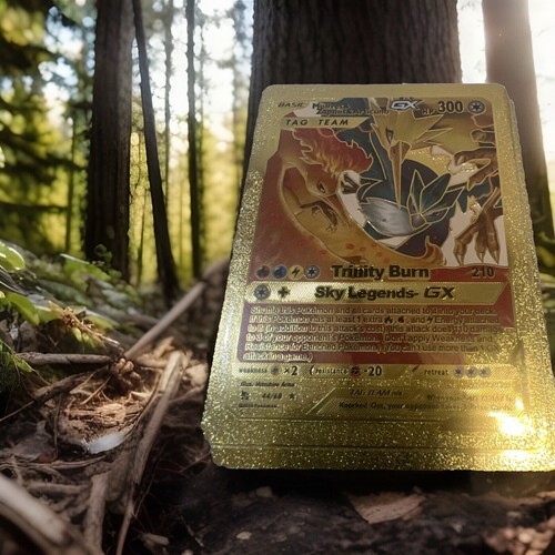 Trinity Burn Sky Legends GX Tag Team Metal Gold Foil Pokemon Card Fan ...