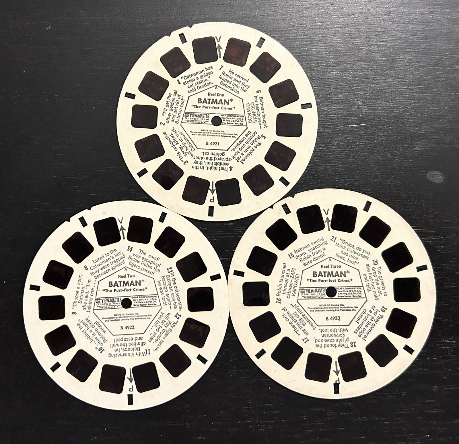 Vintage 1976 View Master Batman Reels Set of 3 B492 The Purr-fect Crime ...