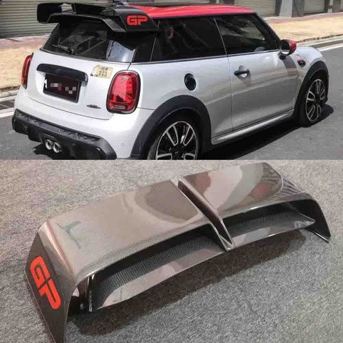 FITS Mini Cooper F55 F56 Real Carbon Fiber+Red Colour Rear Spoiler Roof ...
