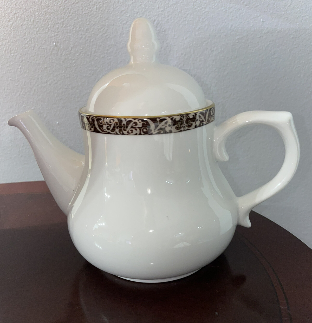 DUDSON STOKE-ON-TRENT FINE CHINA RETRO TEAPOT WHITE WITH BAND VINTAGE ...