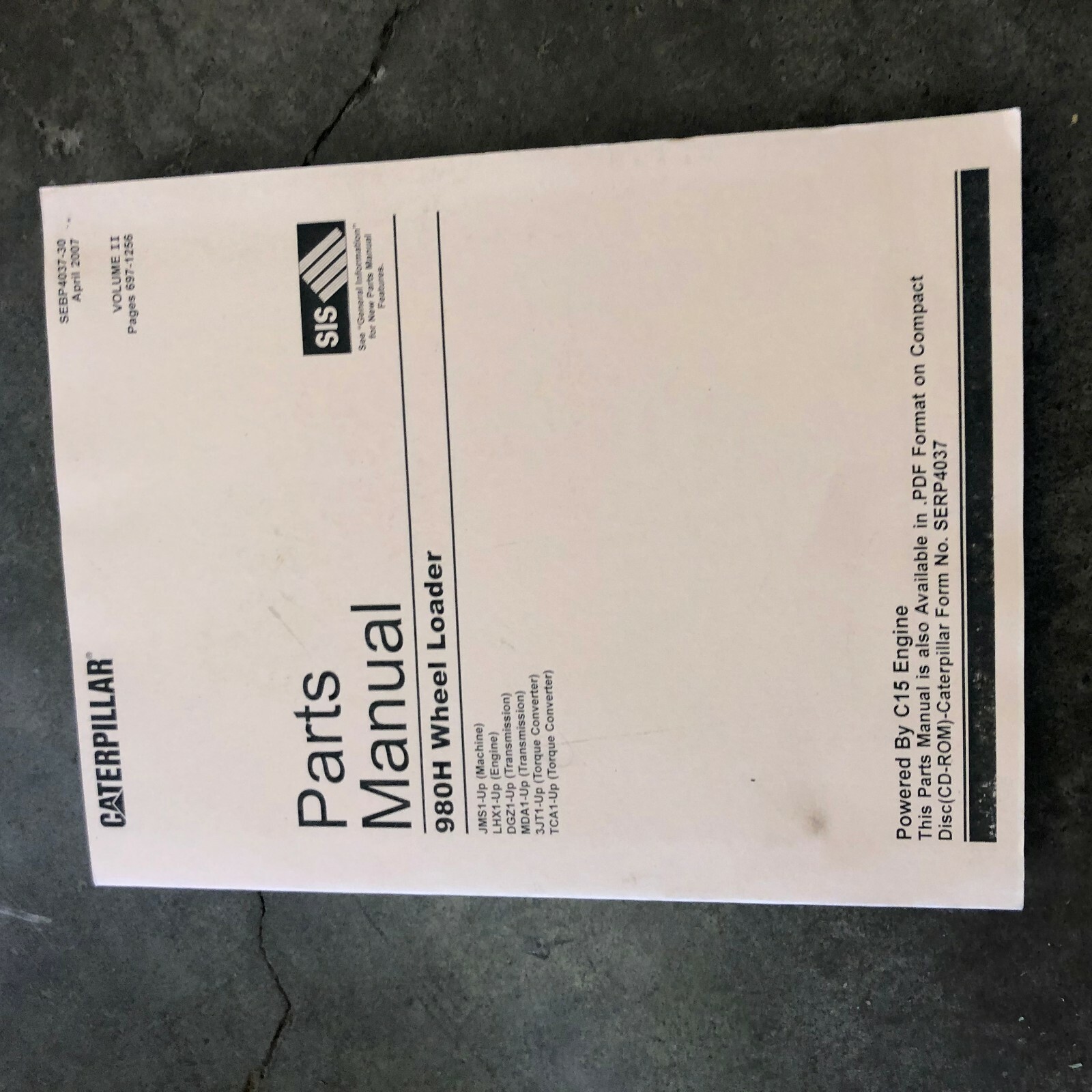 CAT CATERPILLAR 980 980H WHEEL LOADER PARTS BOOK CATALOG S/N JMS | eBay