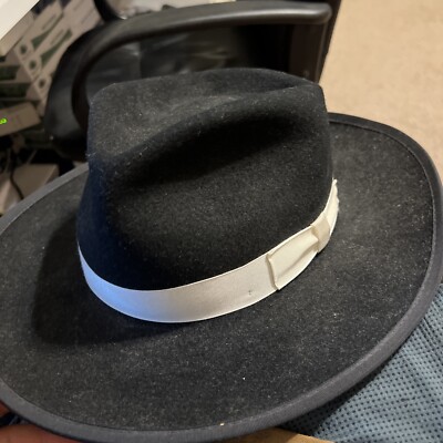 HXC Black Hat White Band Felt Size X-Large Fedora Cowboy Hat | eBay