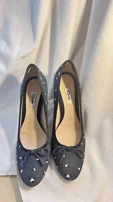 Clark size 8 blue speckled block heel pumps RRP £55 | eBay UK