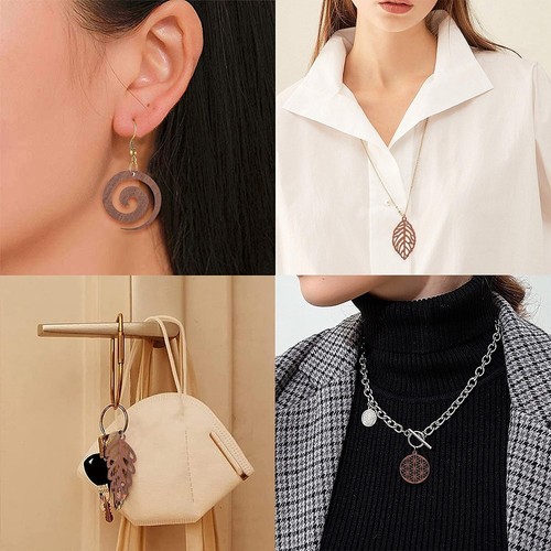 16Pcs Wooden Hang Dangle Charm Coconut Brown Pendant for Necklace ...