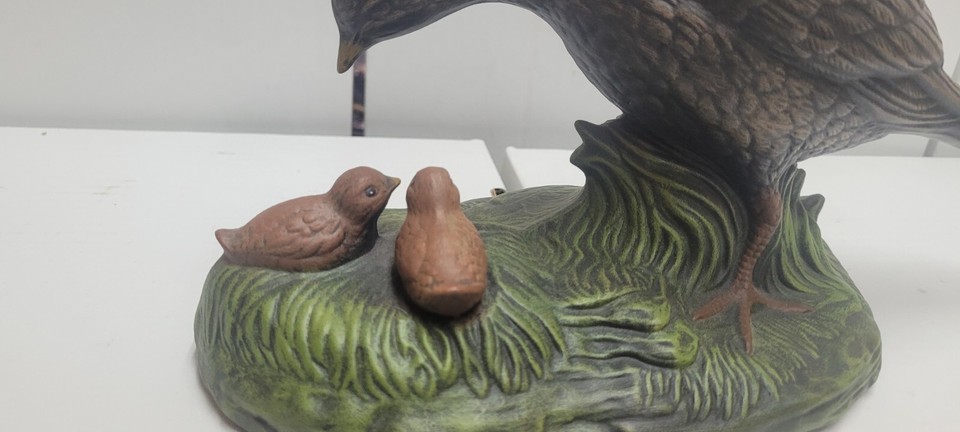 Vintage Handpainted Bird With Babies Statue/ Display Piece | eBay
