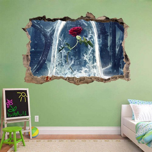 Beauty And The Beast Rose Disney 3D Smashed Bricks Broken Wall Decal ...