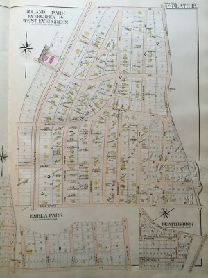 1898 BALTIMORE COUNTY MARYLAND EMBLA PARK ROLAND PARK HEATHBROOK ATLAS ...
