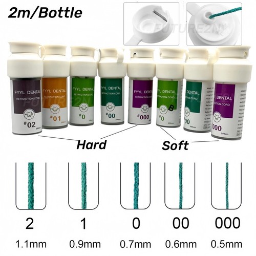 2m/Bottle Dental Gingival Retraction Cords Knitted Gum Thread Size 0/00 ...
