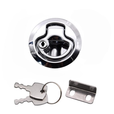 2" Round Locking Flush Pull Latch Hatch Lift Key Marine Boat Door Deck ...