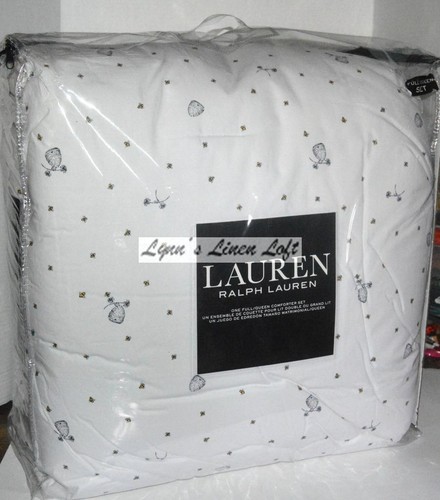 RALPH LAUREN Honey Bee Hives Black White Yellow FULL/ QUEEN COMFORTER ...