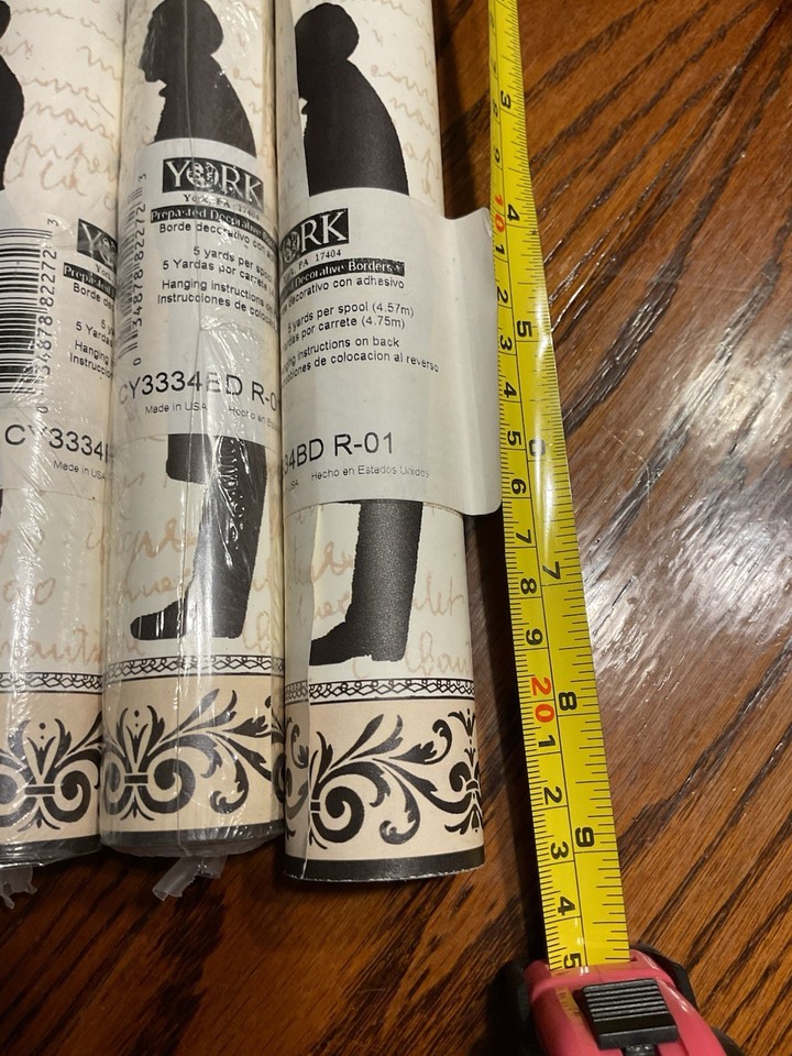 VTG Wall Paper Borders Black & White Silhouette Waiter/Butler, 3 NOS 9 ...