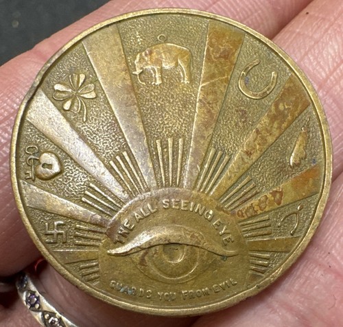 1920s-1930s All Seeing Eye Token Good Luck Will Accompany The Bearer ...