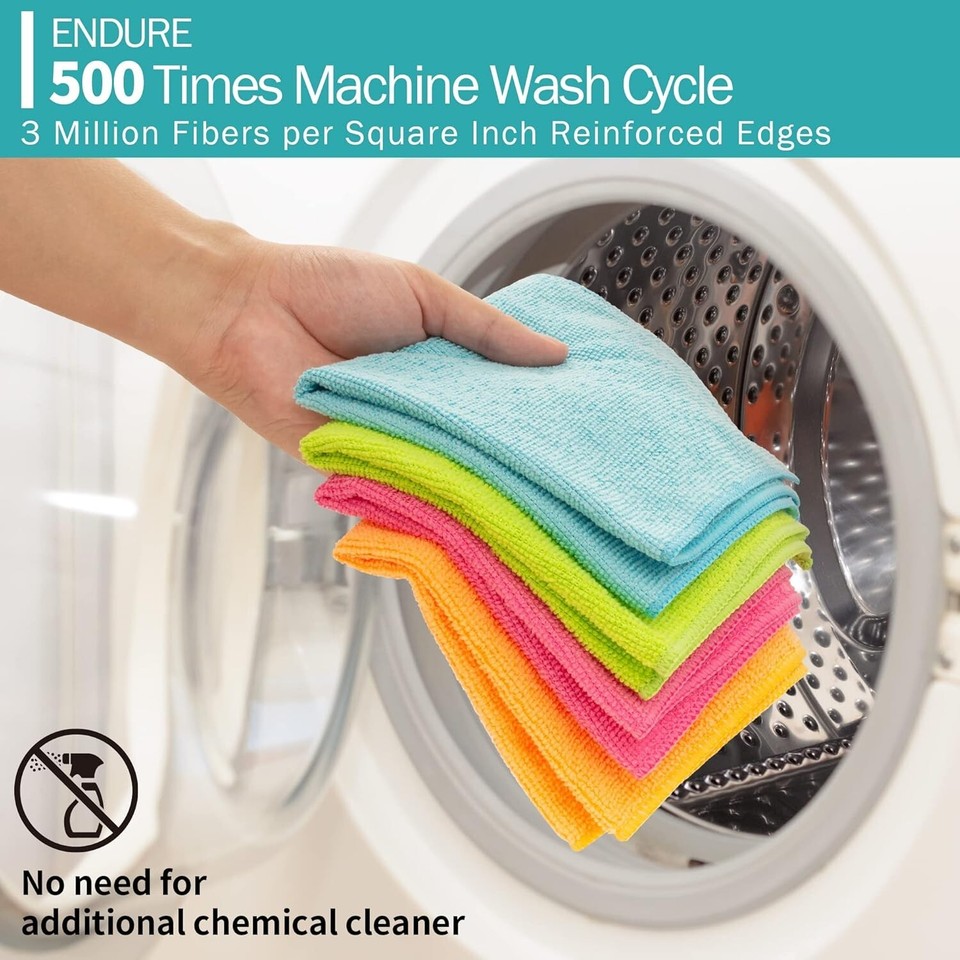 12 Pack Microfiber Cloths, Lint-Free Rags for Dusting Cars, Kitchen ...