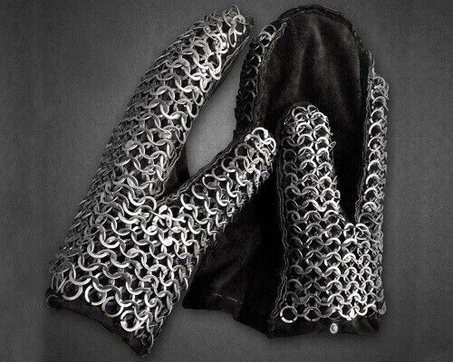Mesh Gloves Medieval Armor Reenactment 9mm Flat & Solid Ring Chainmail ...