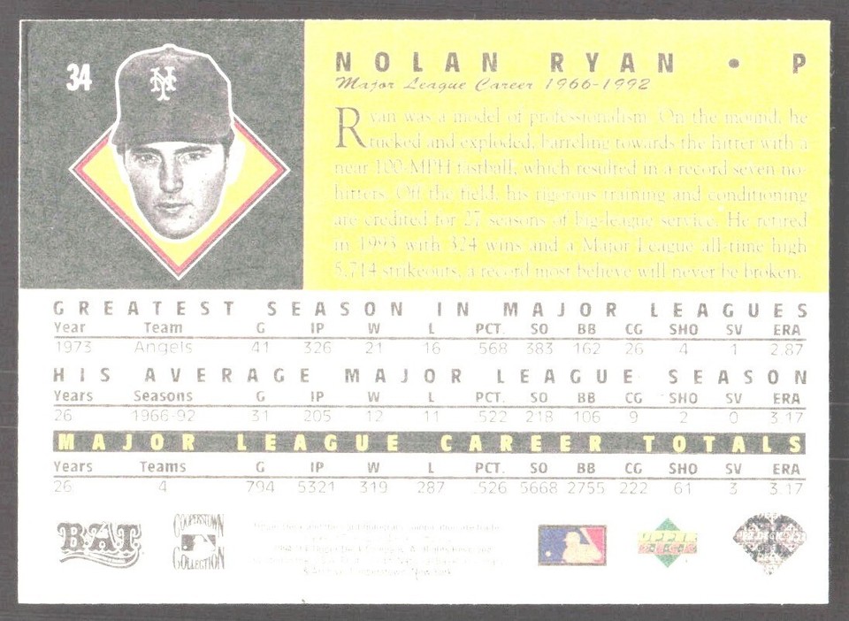 1994 146A Upper Deck All-Time Heroes Nolan Ryan Texas Rangers #34 | eBay