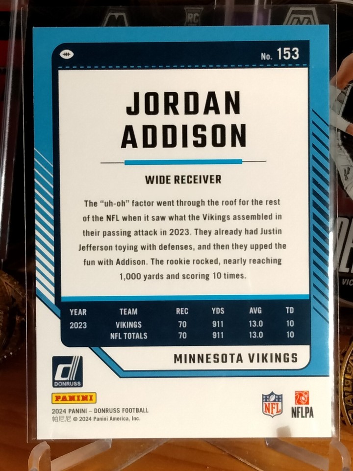 JORDAN ADDISON 2024 Panini Donruss Football #153 Minnesota Vikings WR ...