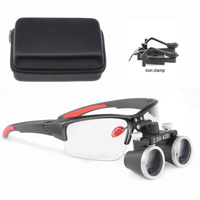 Dental Medical Binocular Loupes 2.5X-420mm Adjustable Magnifying ...