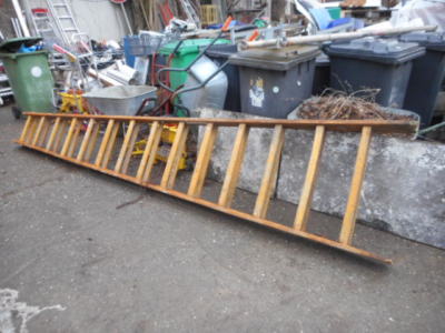 Holzleiter HACA Leiter 2 x 14 Sprossen Freistehleiter Stehleiter ca ...