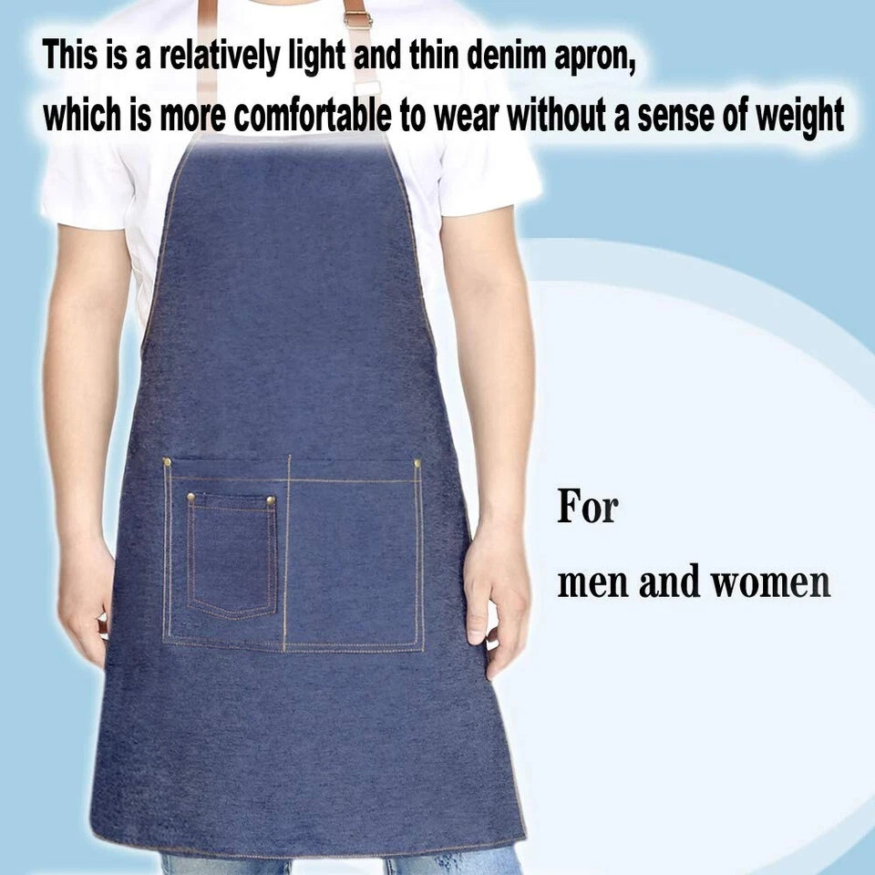 Aprons for Men, Denim Cooking Kitchen Aprons, Adjustable Bib Aprons ...