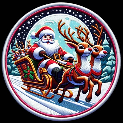 Christmas Santa Sled Patch Iron-on Applique Clothing Decor Bag of ...