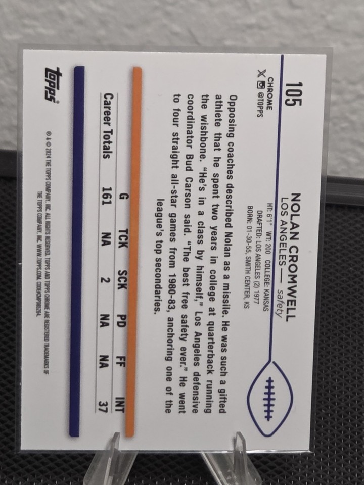 2024 TOPPS CHROME NOLAN CROMWELL LOS ANGELES RAMS PINK 174/399 DISCO ...