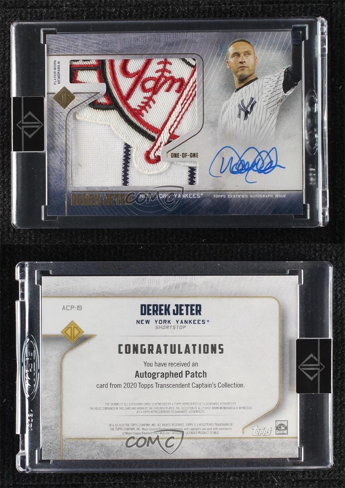 2020 Topps Transcendent Captain's Collection 1/1 Derek Jeter Patch Auto ...