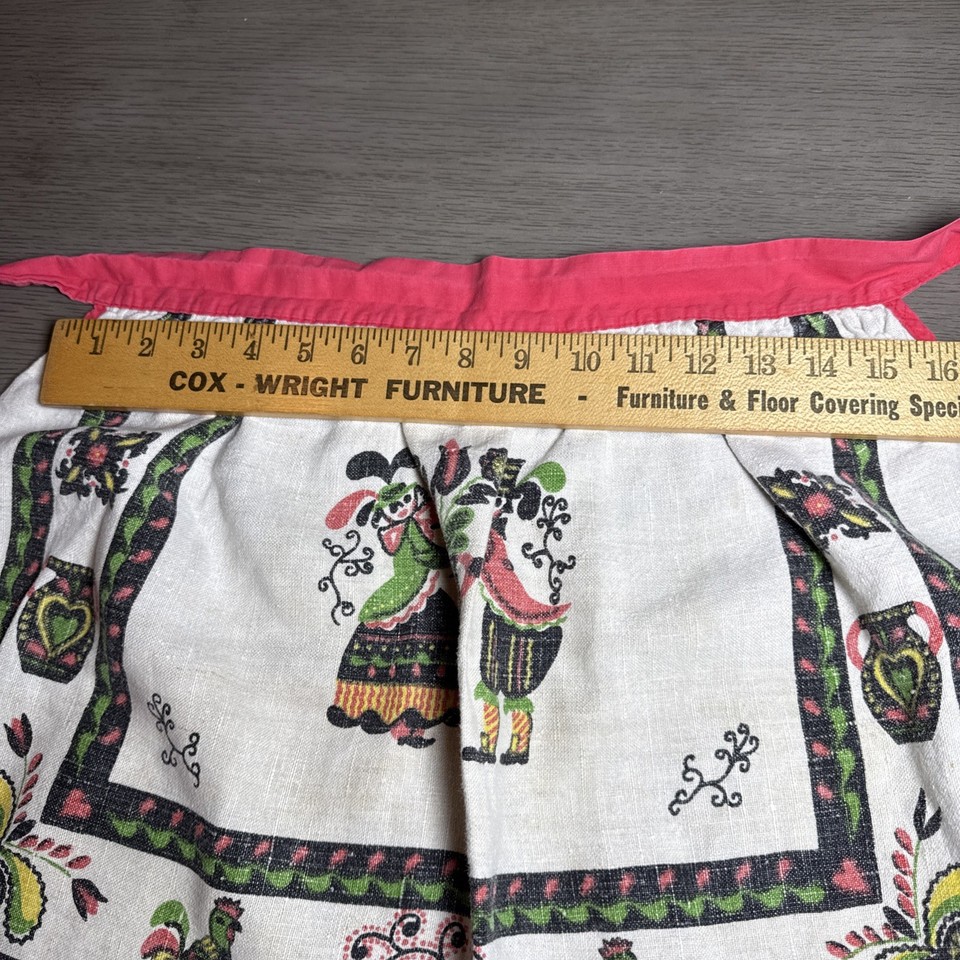 1950s Parisian Prints Linen Red Yellow Half Green Apron Dutch | eBay