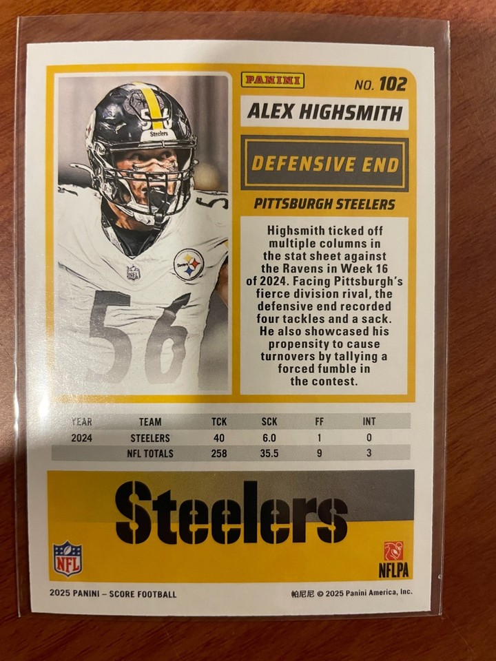 ALEX HIGHSMITH - 2025 Panini Score Football Gold Zone #102 #d 31/50 | eBay