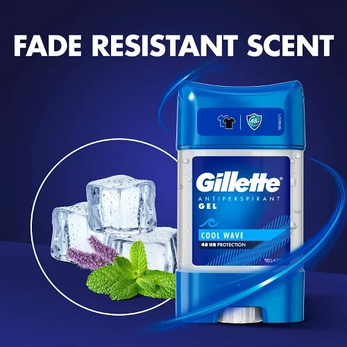 GILLETTE COOL WAVE Antiperspirant Gel Stick 48h Protection For Men 70ml ...