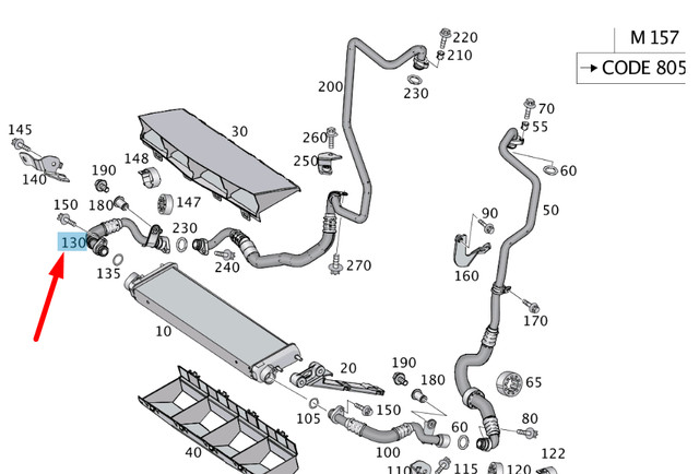 MERCEDES-BENZ ML W166 AMG ENGINE OIL COOLER RIGHT LINE A1665000688 ...